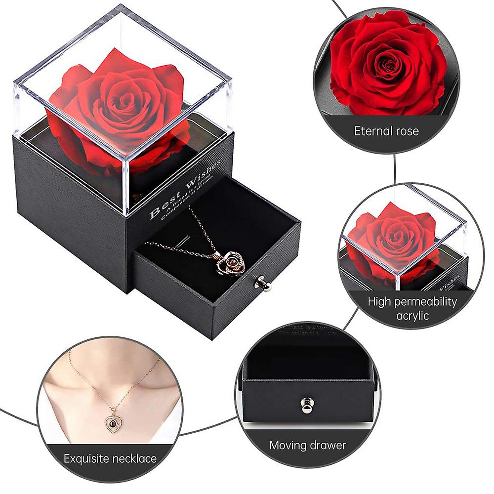 Eternal Rose Box With Necklace Preserved Flowers Rose | Fruugo UK