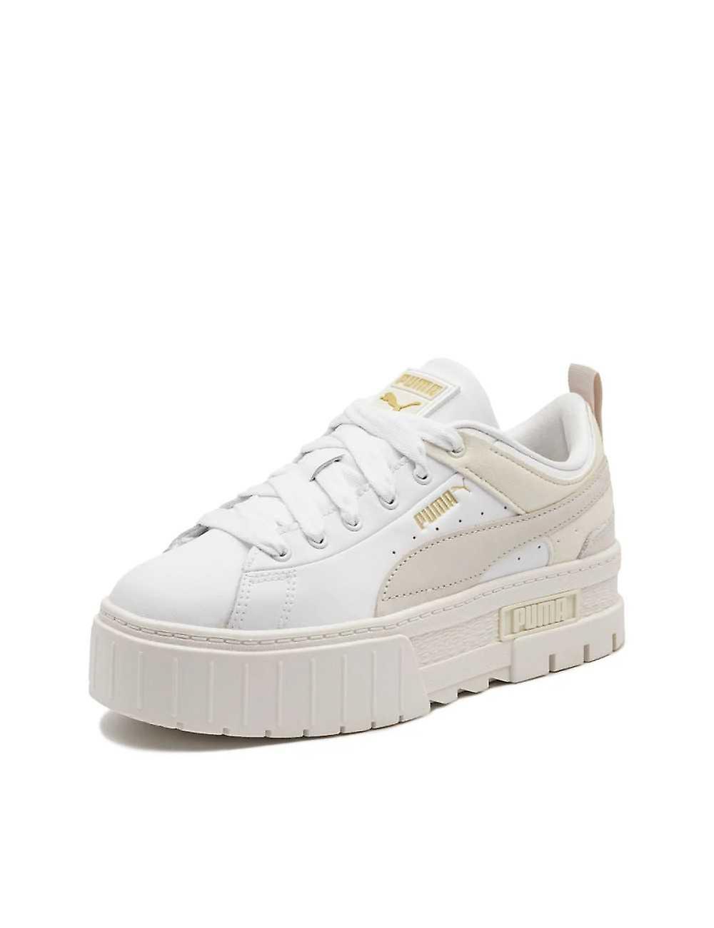 Puma Mayze Raw Muted Women's Shoes White Grey Leather | Fruugo UK