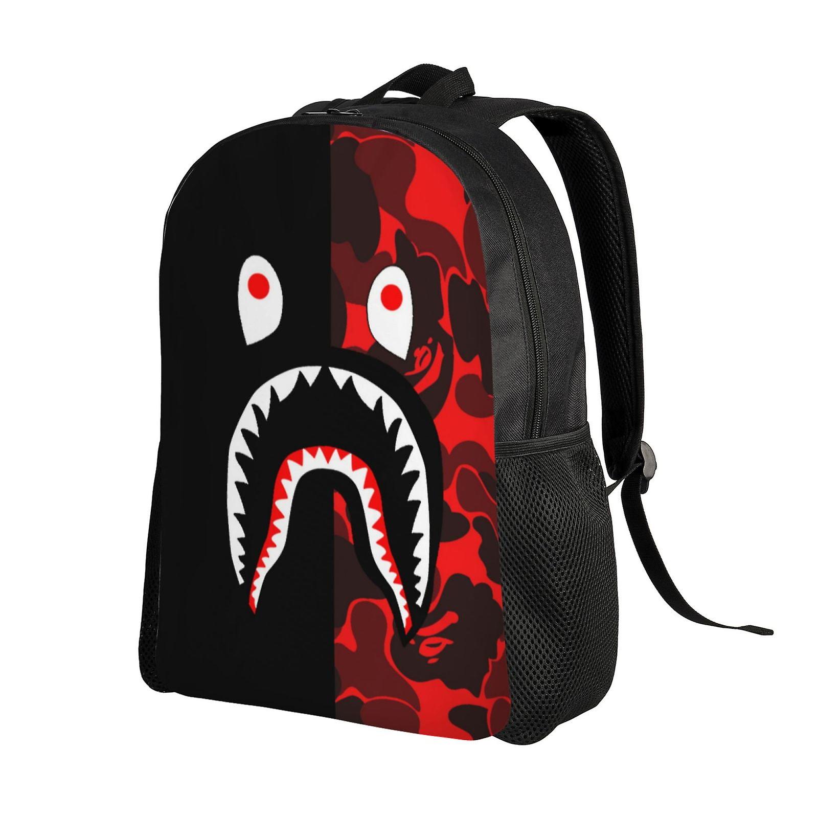 Unisex Bape Shark Camo Backpacks School Bag Bookbag Casual Daypack ...