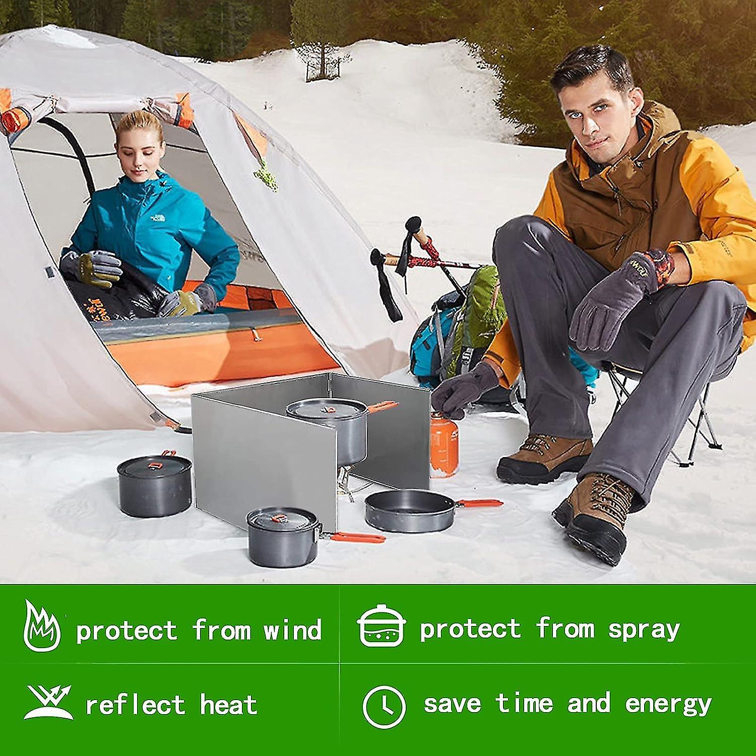 Camping Stove Windshield Foldable 3 Plates Outdoor Cooker Wind Screen ...
