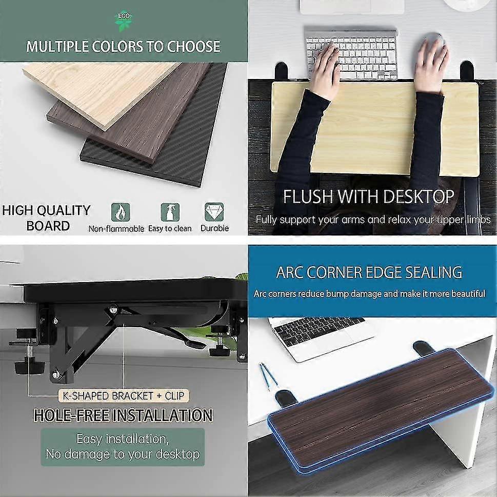 Ergonomics Desk Extender Tray, 21.7"x9.5" Punch-Free Clamp on, Foldable ...