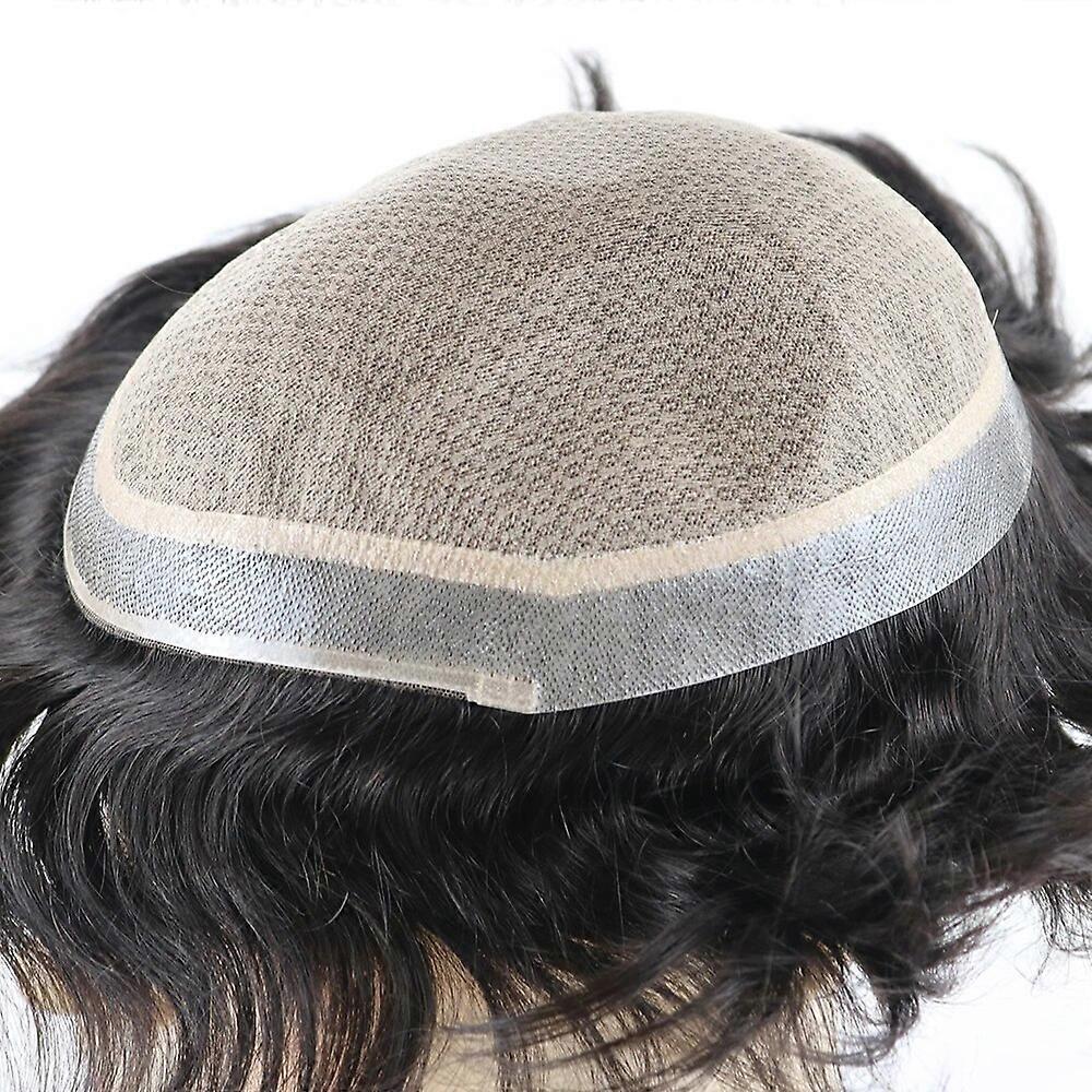 Silk Base Men's Toupee With Poly Around Natural Scalp Looking Bleached ...