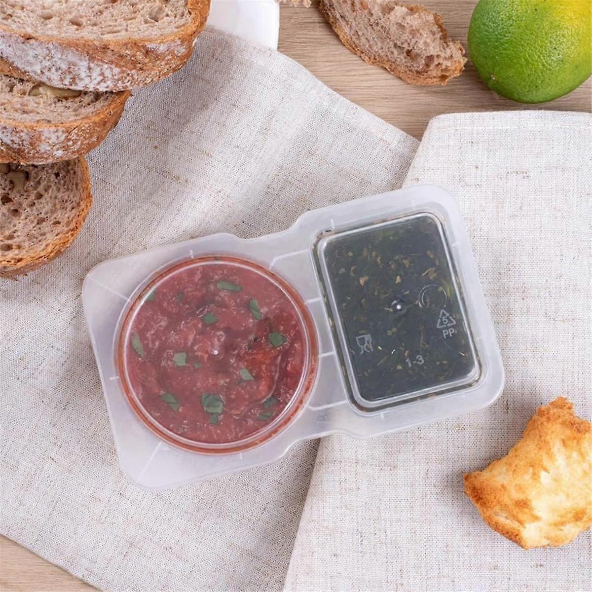 Double Compartment Condiment Container with Lids - 3 Oz 2 Compartment ...
