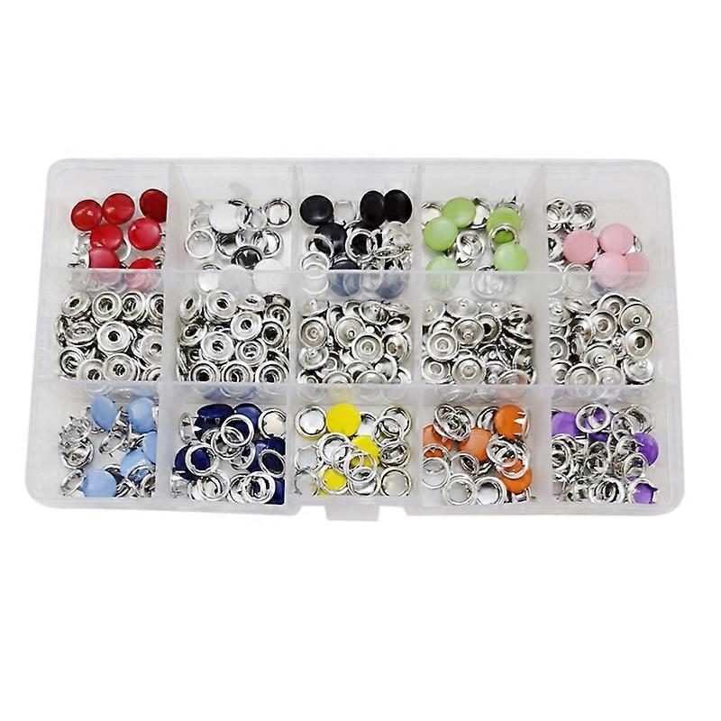 100 Sets 10 Colors Metal Sewing Buttons Hollow Solid Press Studs Snap ...