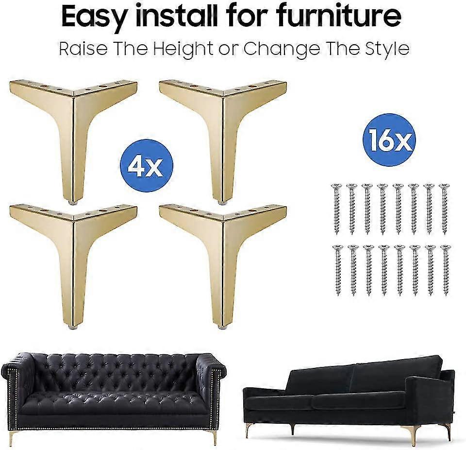 7" / 17.5cm Furniture Legs, 4 Modern Metal Diamond Triangle Furniture ...
