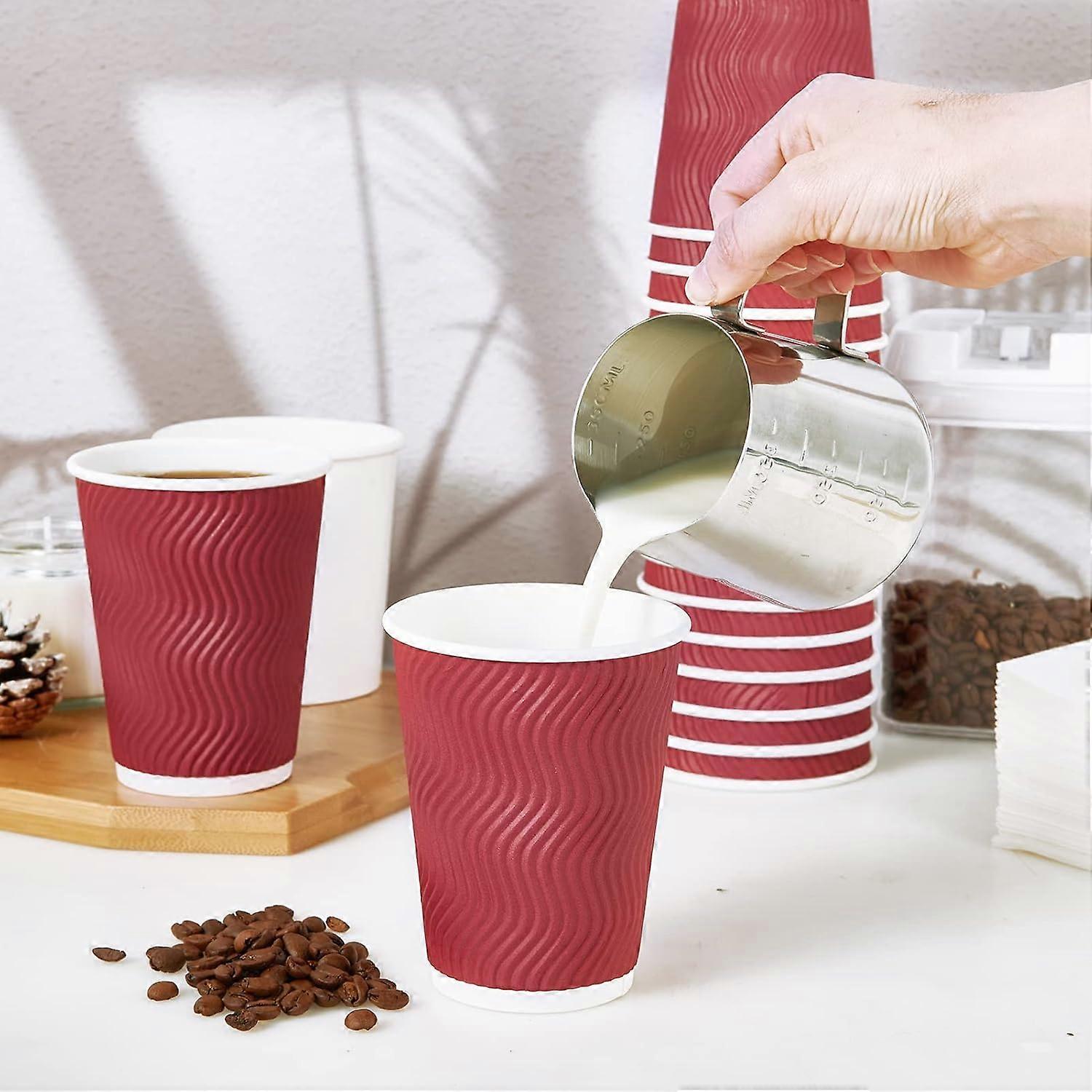 60 Pack Paper Cups, Disposable Coffee Cups 12 oz, Red Hot Beverage Cups ...