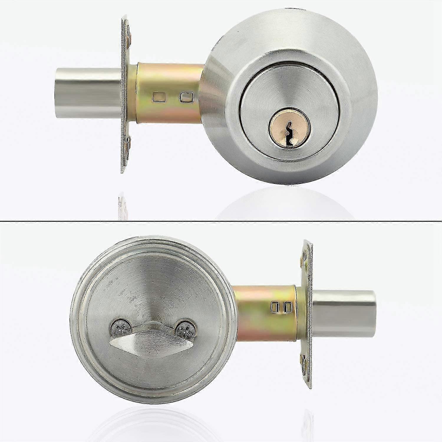 Cylinder Satin Nickel Single Deadbolt Door Lock, Security Night Latch ...