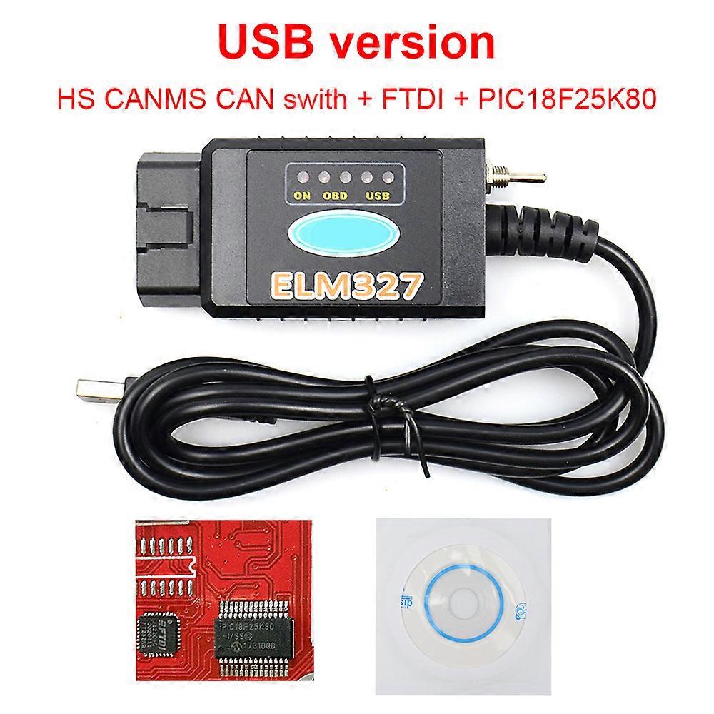 ELM327 USB V1.5 FTDI FT232RL + PIC18F25K80 Chip Code Reader for Ford HS CAN/MS CAN ELM 327 ...