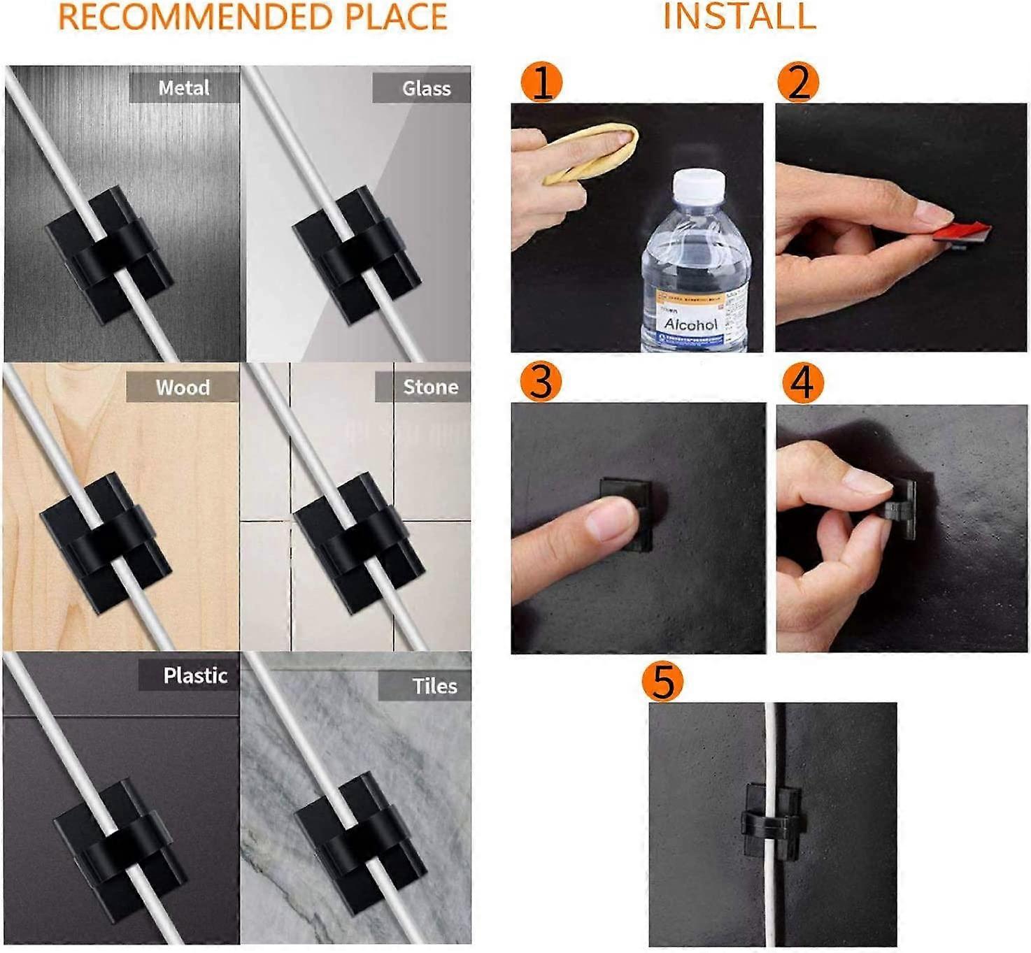 50Pcs 3M Self Adhesive Cable Clips Management Strong Wire Holders Cord ...