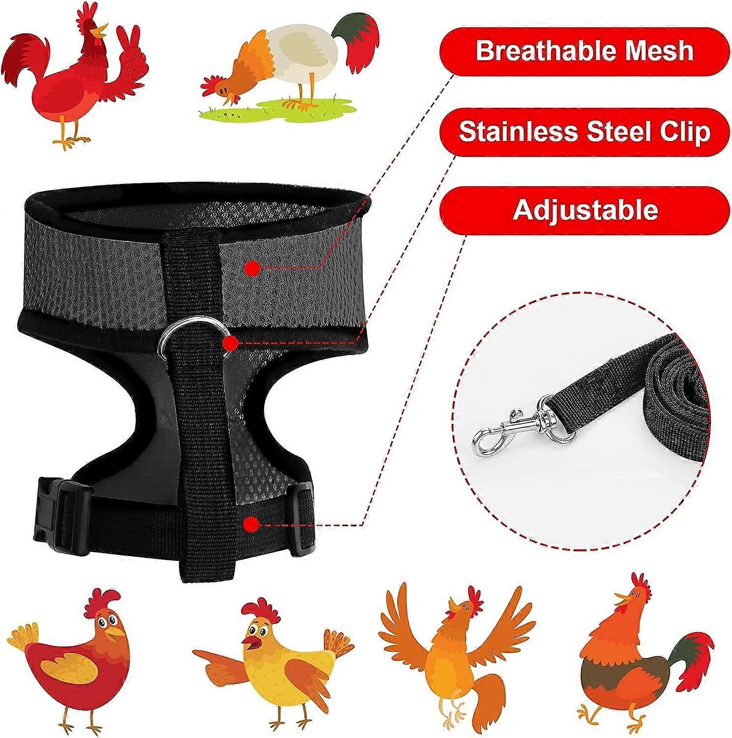 S-Molain Adjustable Chicken Harness with Leash, Comfortable Hen Vest ...