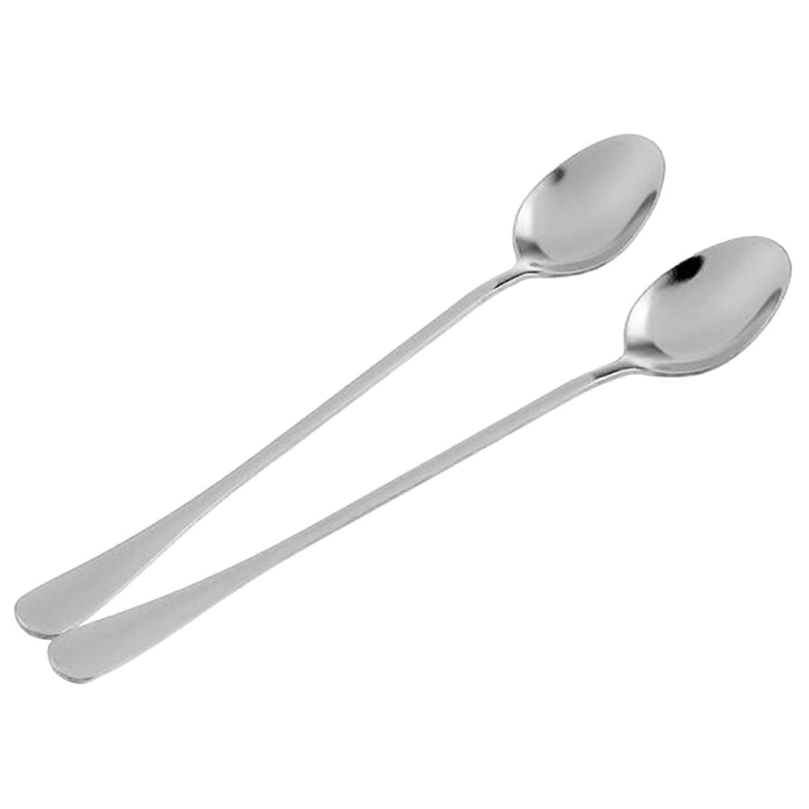 2Pcs Dessert Spoons Food Grade Rust-proof Stainless Steel Milk Coffee ...