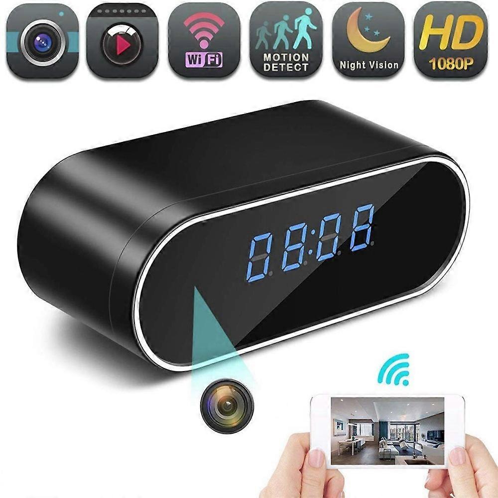 n0e HD 1080P Clock Camera WiFi Mini Cam IR Night Vision Alarm Camcorder ...