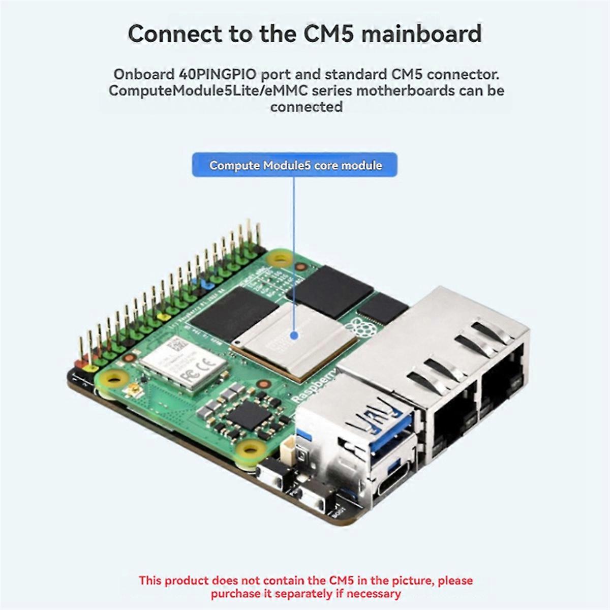 CM5-DUAL-ETH-MINI Expansion Board CM5 Expansion Board with 40 GPIO for ...