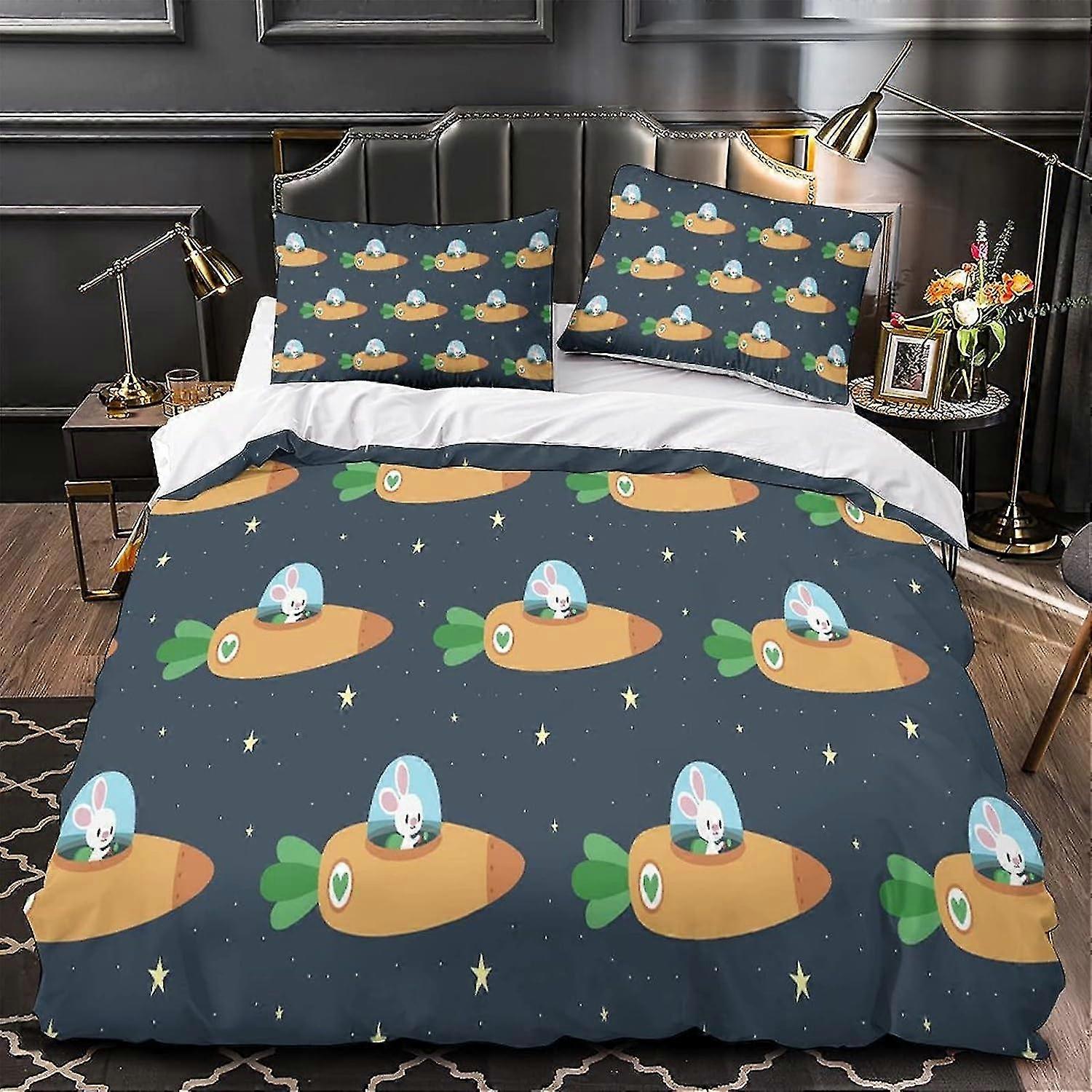 3-Piece Cartoon Bedding Set with 3D Print Comforter Cover and Zipper ...