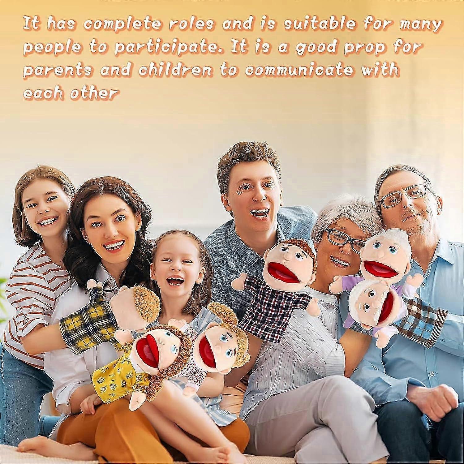 6 Pcs Family Members Hand Puppets Toy,12 Inch Mouth Opening Hand Puppet ...