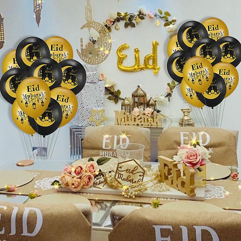 Eid Mubarak Plates Banner Balloon Tableware Ramadan Decoration 2023 ...