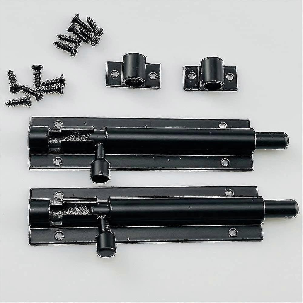 2 Pcs 4 In Shed Door Locks Heavy Duty Black Door Bolt Barrel Sliding ...