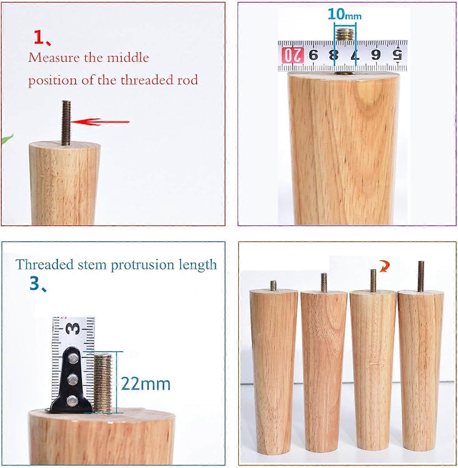 Wooden Furniture Legs4 Pack Solid Wood Furniture Legs Spindle M10 ...