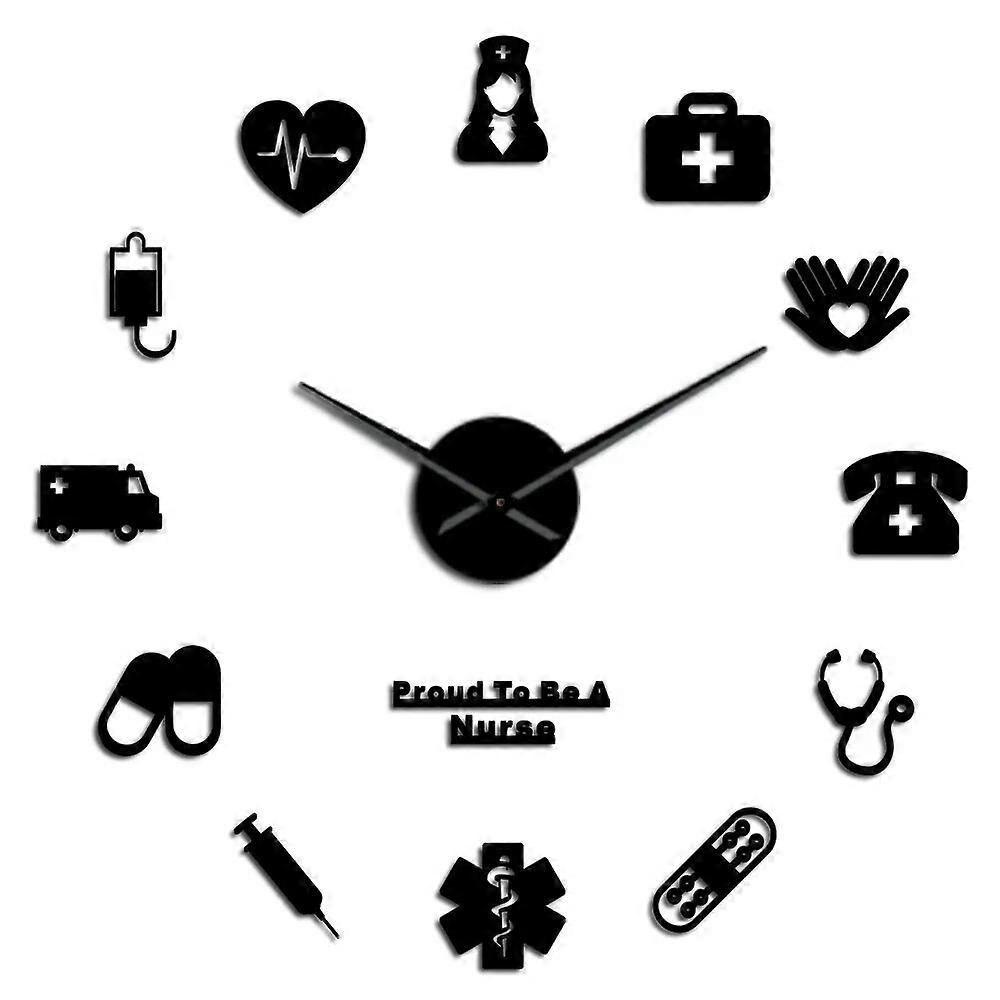 Proud To Be A Nurse 3D DIY Mute Mirror Effect Wall Clock Drugstore ...