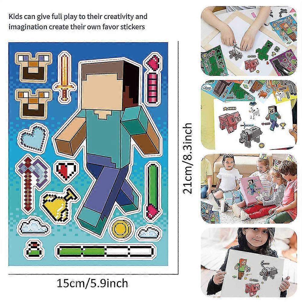 Minecraft Themed 32 Sheets 8 Styles Make Your Own Stickers Pack Make-a ...