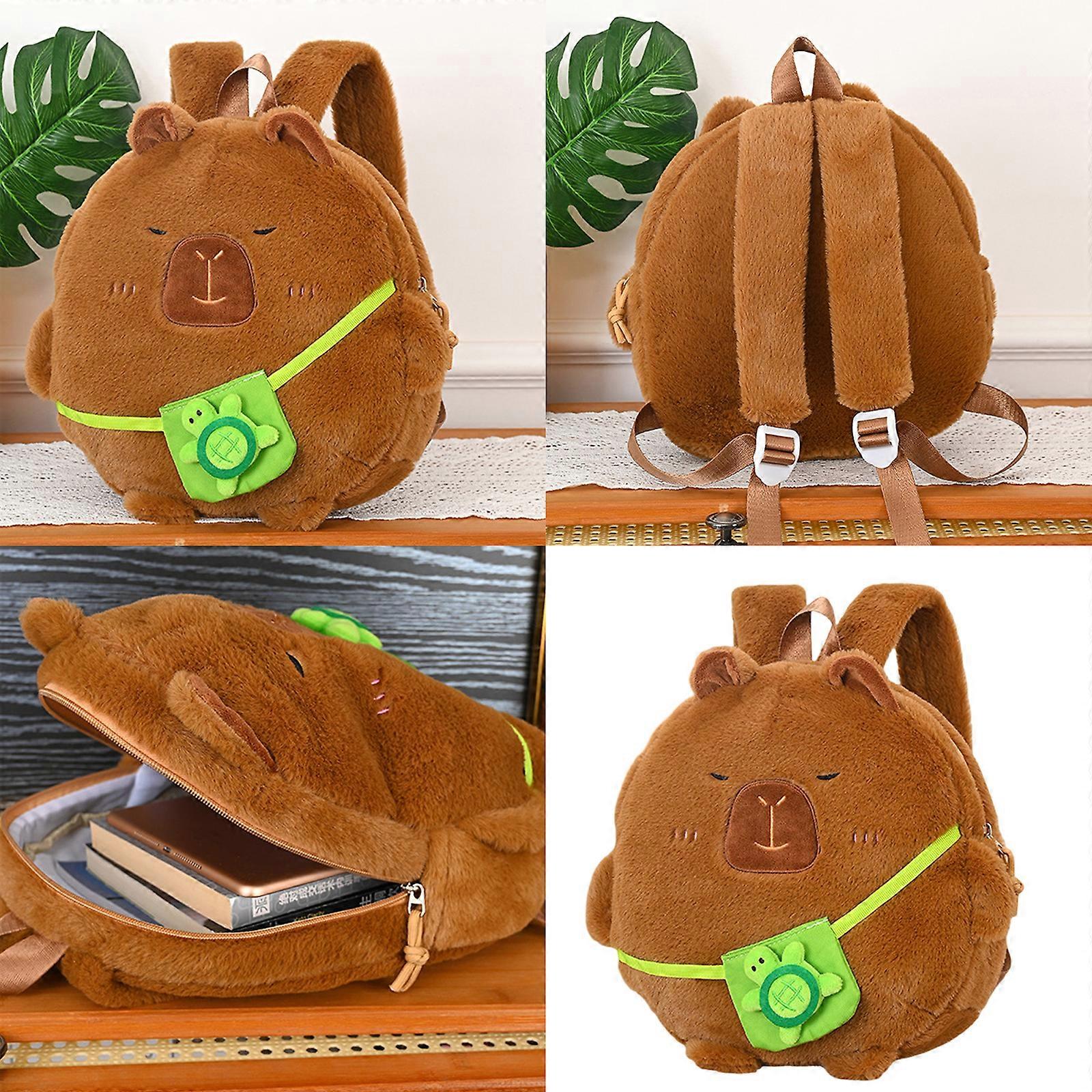 Plush Capybara Backpack for Women Girls Travel Bag Large Capacity ...