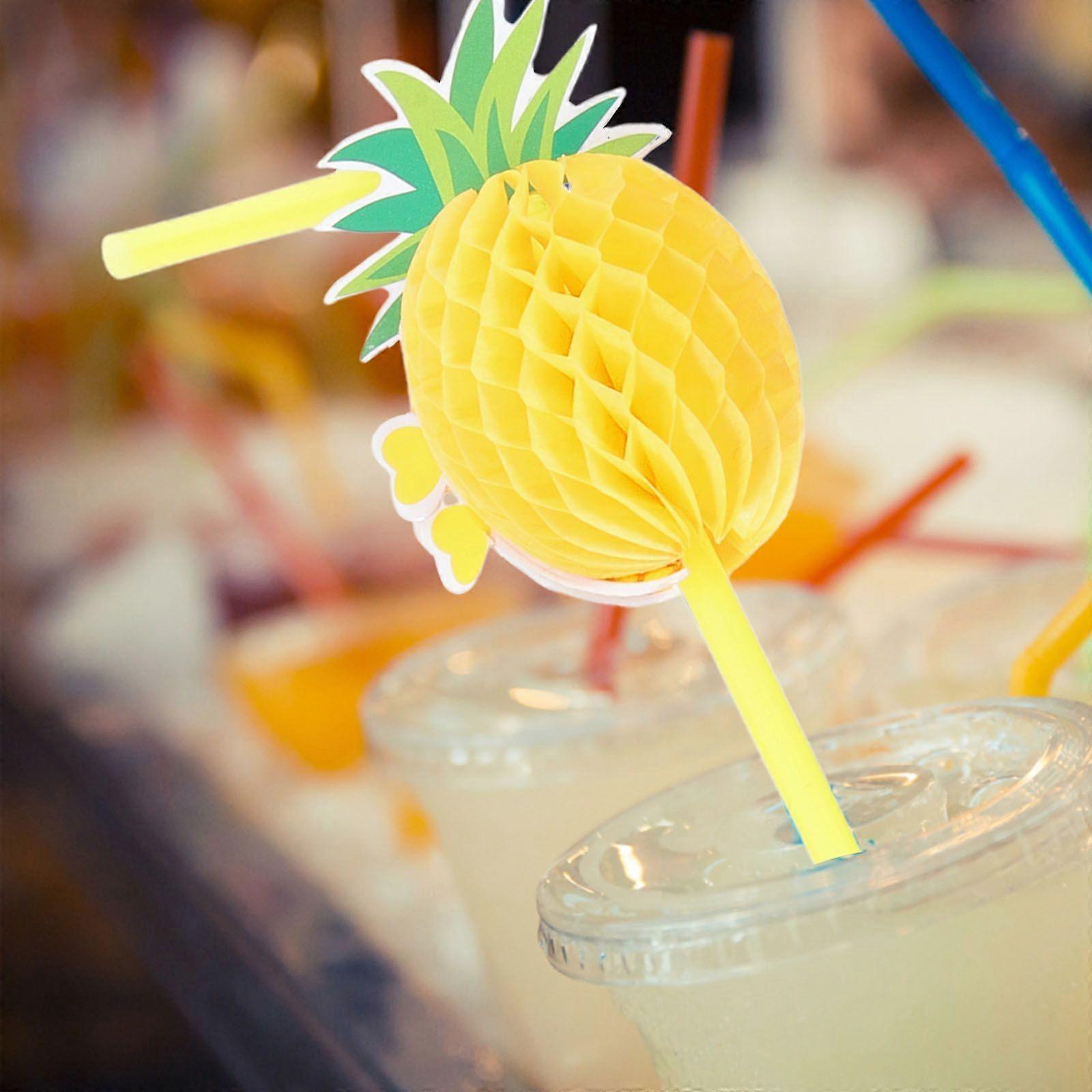 50Pcs Pineapple Straws Tropical Drinking Straws Disposable Cocktail ...