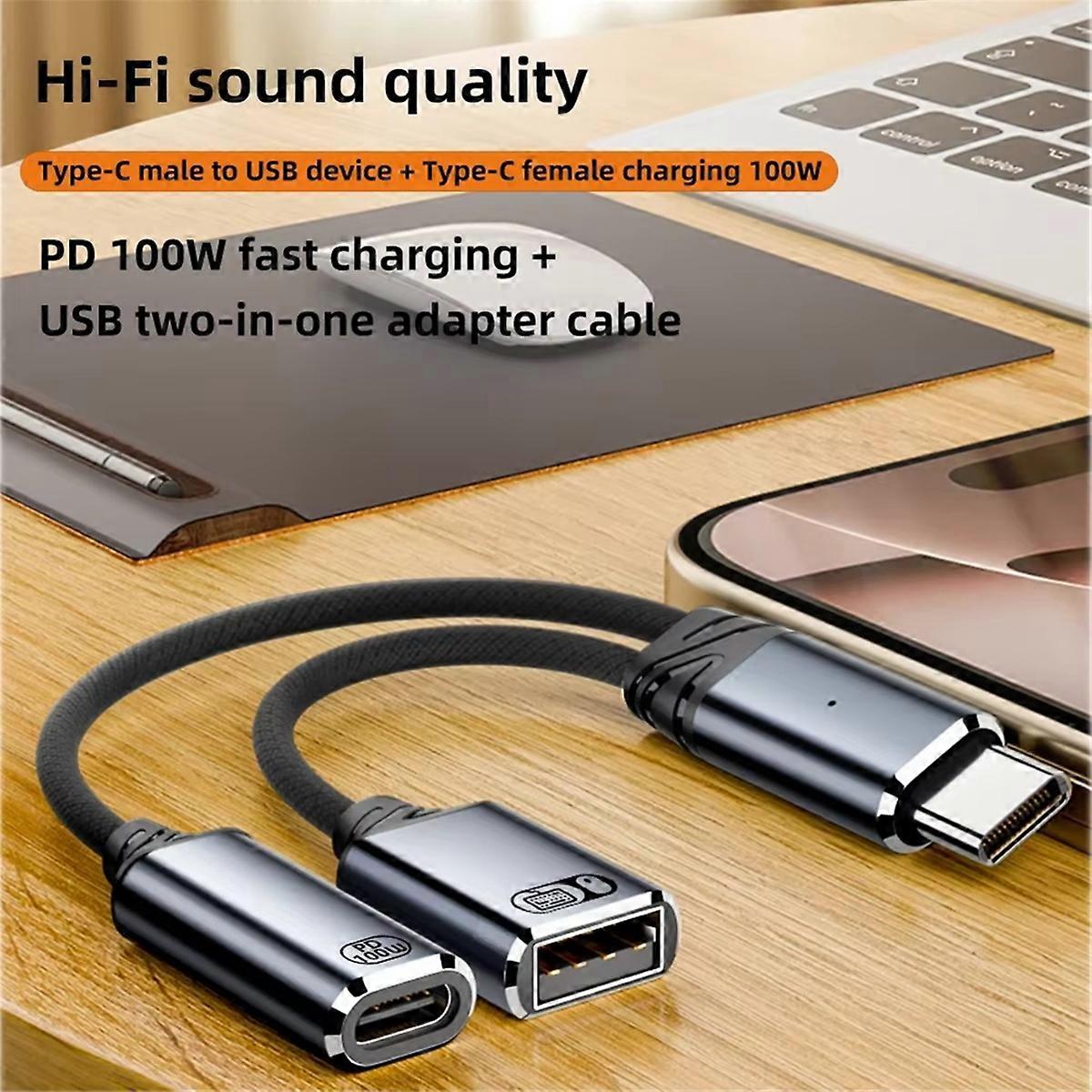 USB C OTG Cable Phone Adapter 2 in 1 Type C to USB A Adapter with PD ...