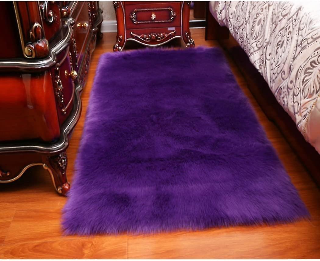 Fluffy Faux Fur Rug Shaggy Sheepskin Area Small Rug For Bedroom Fuzzy ...
