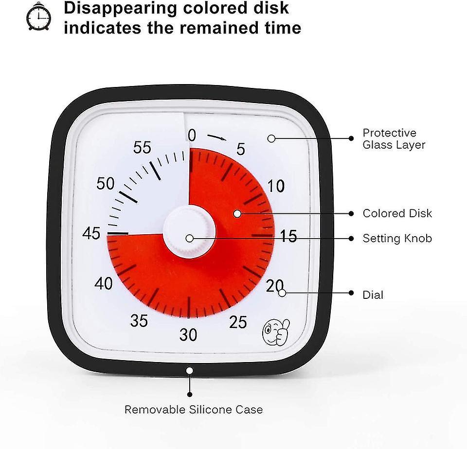 3.9 Inch Visual Timer - 60 Minute Kids Desk Countdown Clock With Dry ...