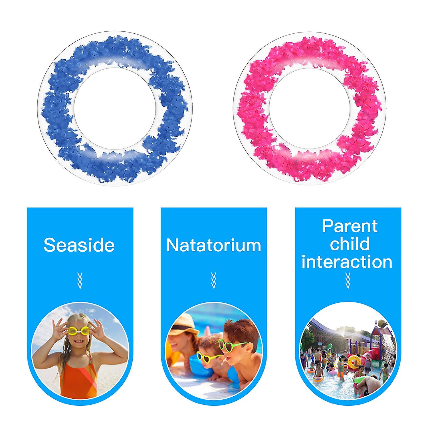 White Feather Swim Ring - Inflatable, Transparent, Thickened PVC 70CM ...