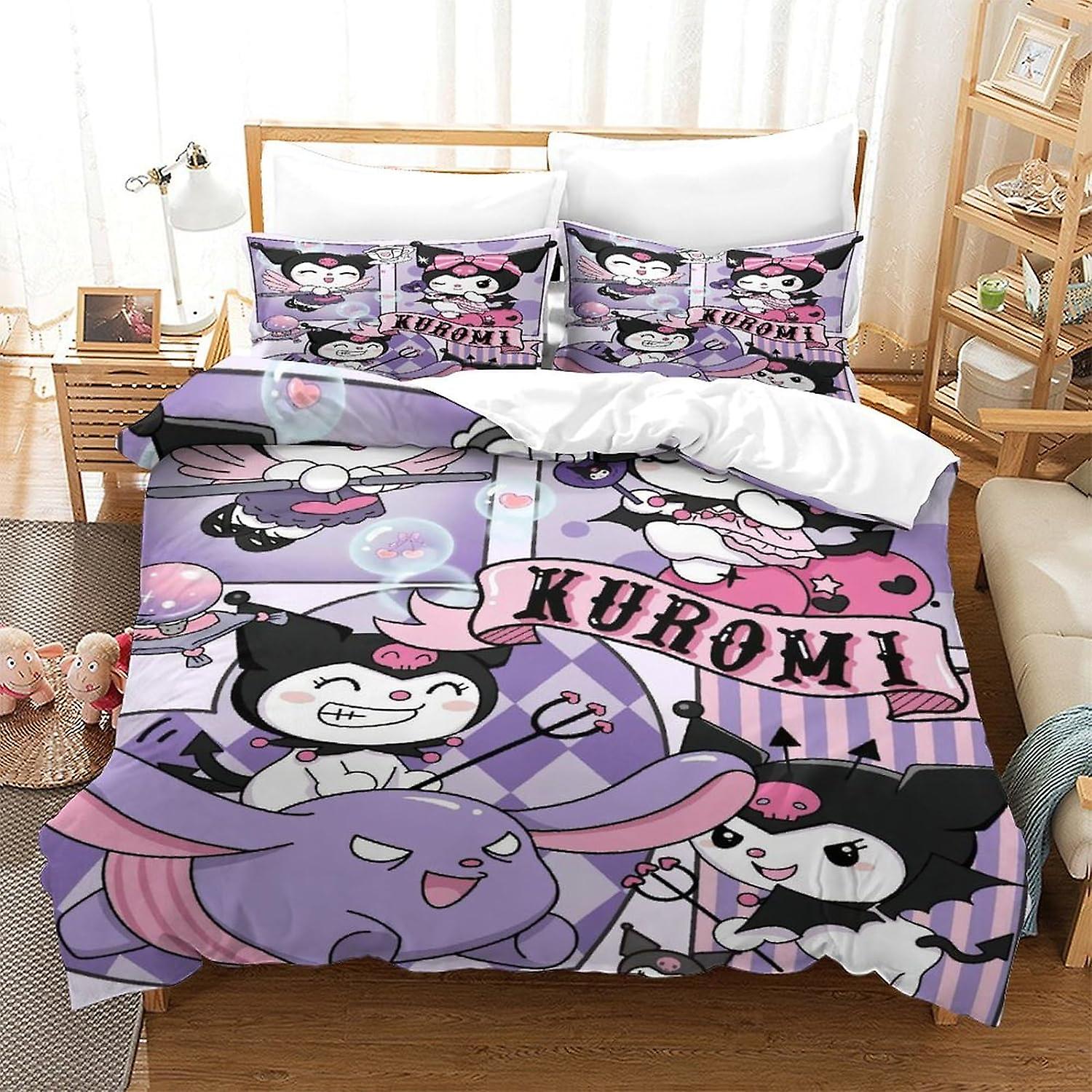 HOUKIG Kuromi Quilt Cover for Boys Girls 3D Print Anime Characters ...