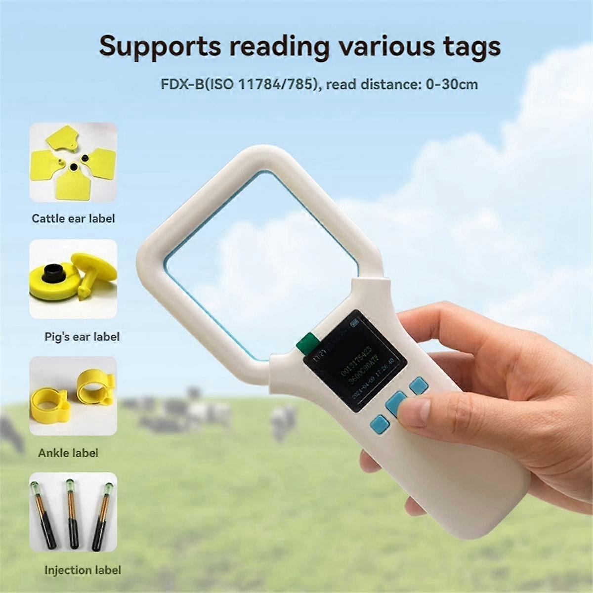 Animal RFID Reader 134.2Khz/125Khz Pet ID Scanner Animal Tag Reader ...