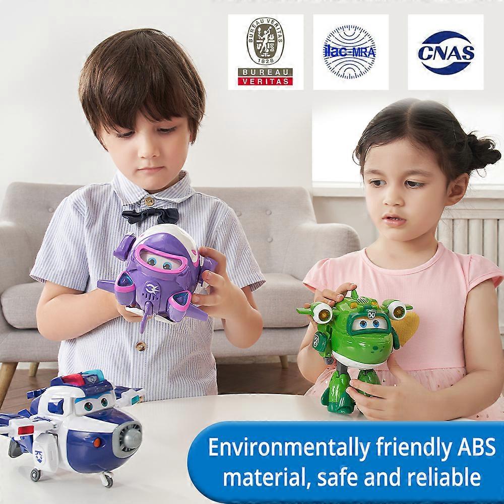 6" Supercharged Deluxe Transforming Toys From Bot To Plane With Sounds & Lights Deformation ...