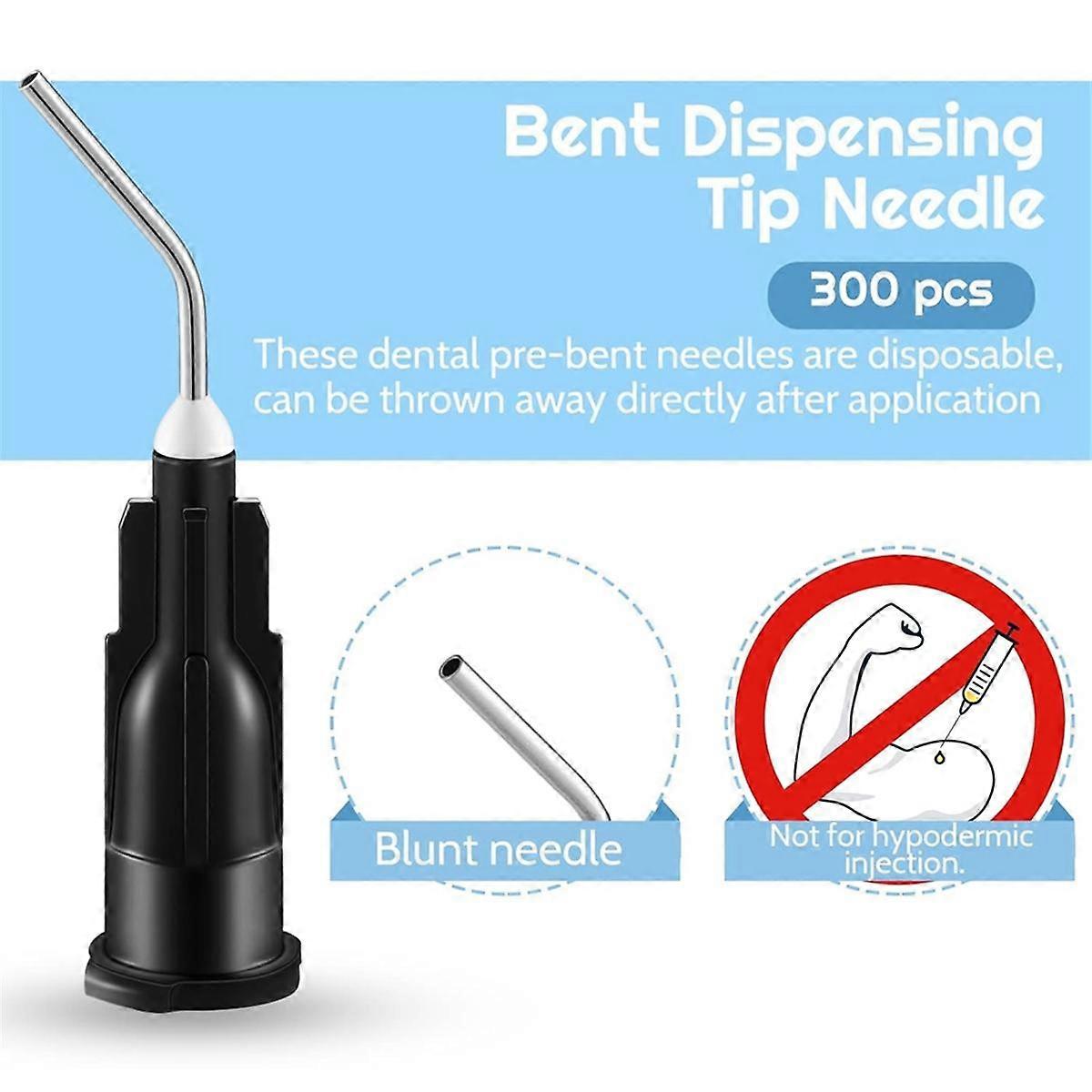 300 Pcs Bent Dispensing Tips Blunt Tip Dispensing Needles Dental Pre ...