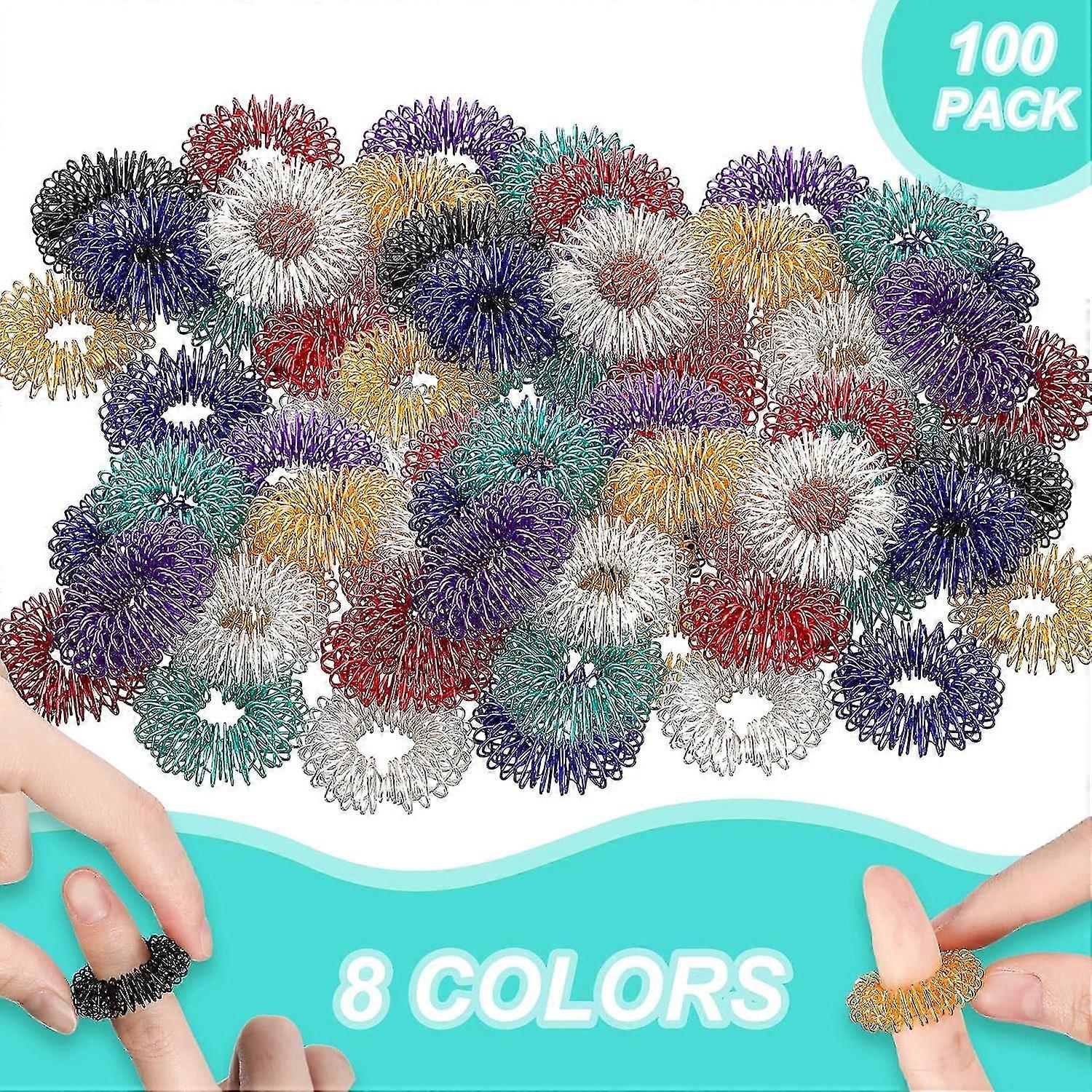 100 Pack Spiky Sensory Finger Rings, Acupressure Rings Spiky Sensory Finger Rings for Teens ...