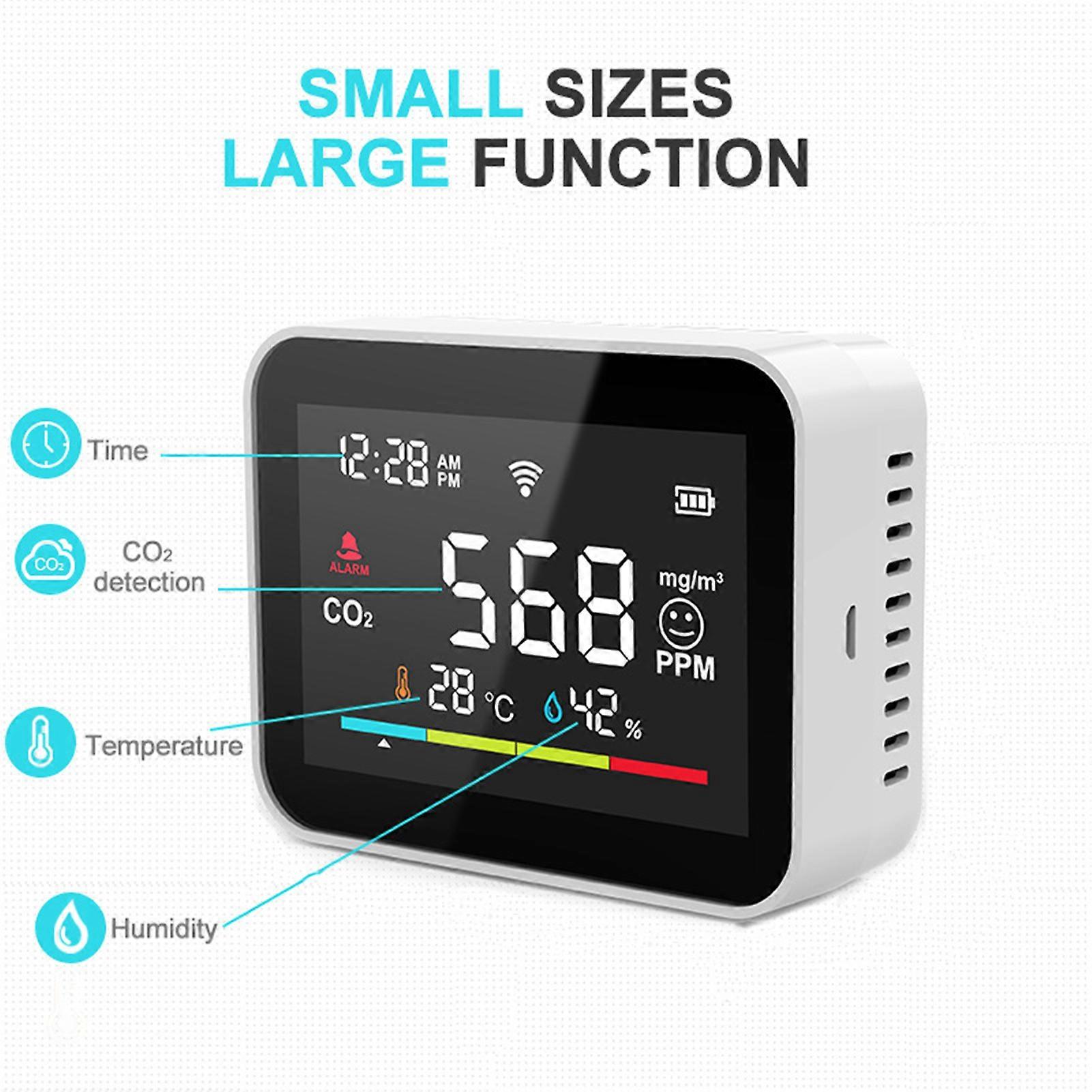 WiFi Smart CO2 Detector Portable Air Quality Monitor CO2 Alarm Meter LCD Temperature Humidity ...