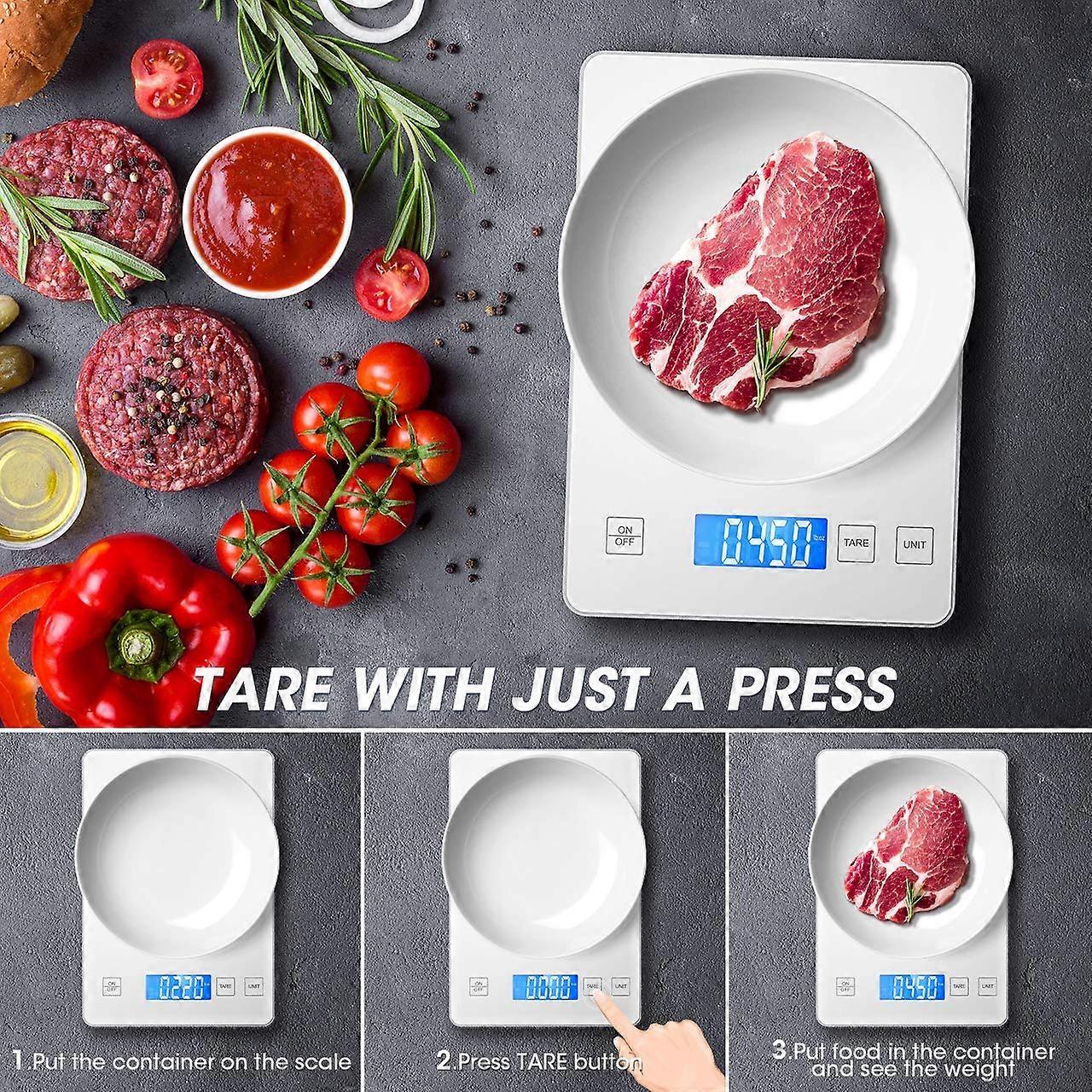 usb rechargeable food scale, digital kitchen white scale weight grams ...