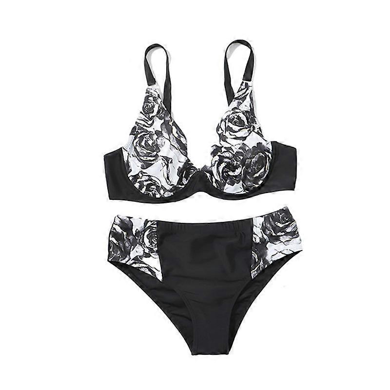 MIMIGO Women's Ribbed Underwire Bikini High Cut Bikini V Notch Smocked ...