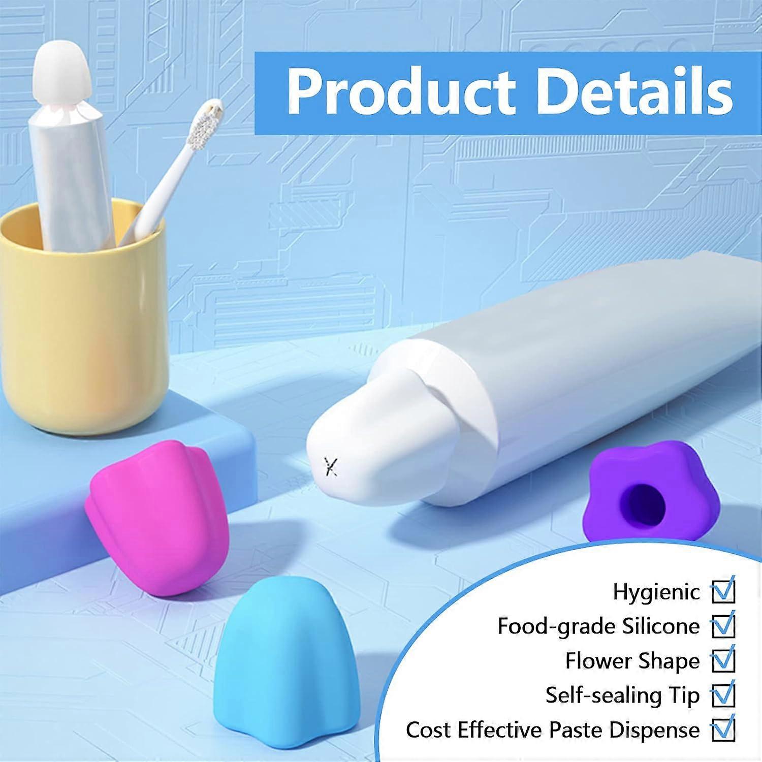 4/8x Self Closing Toothpaste Caps Toothpaste Topper Silicone Toothpaste ...