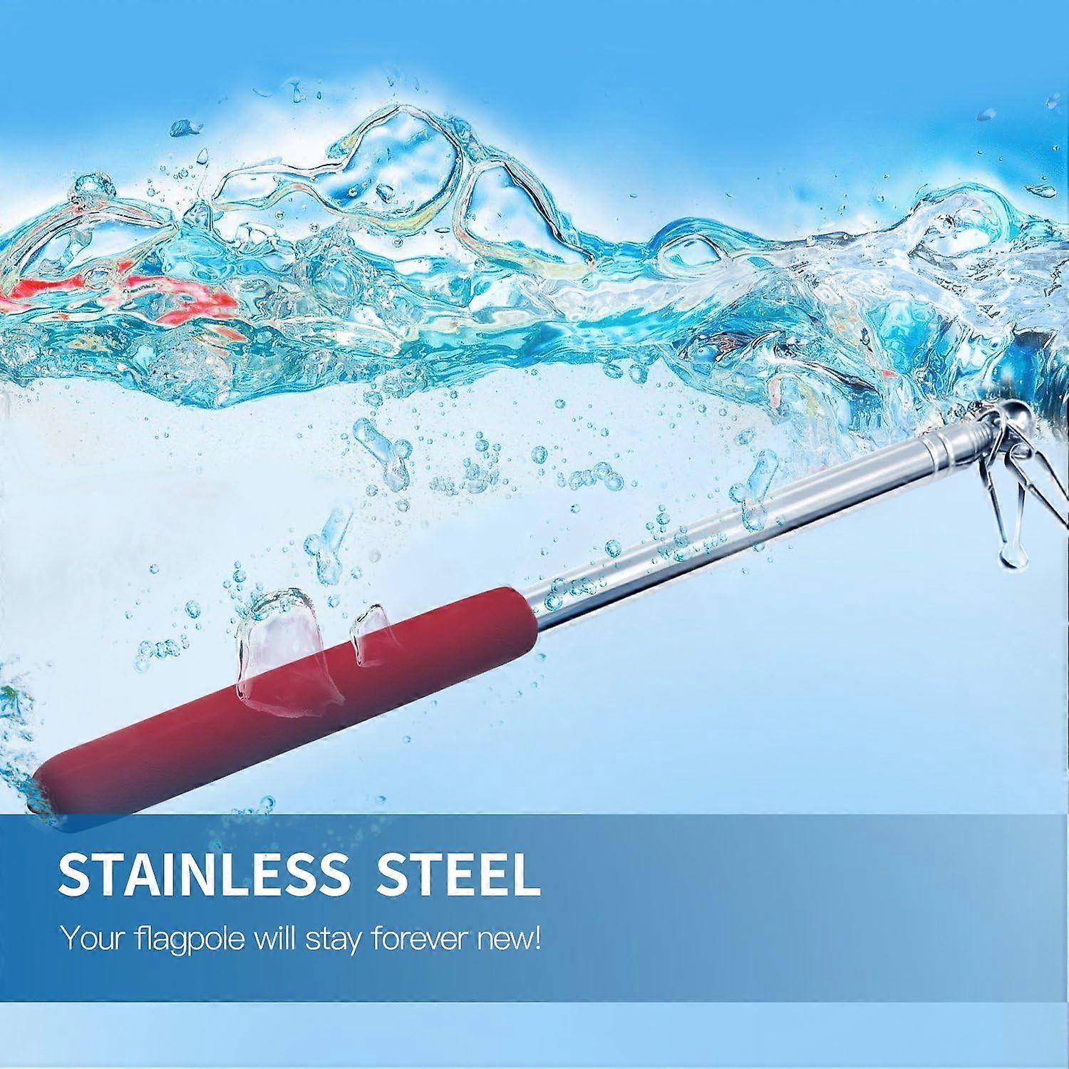 4 Feet (120cm) Telescopic Handheld Flagpoles, Portable Staff with Clips ...