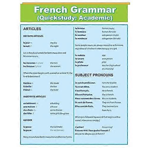 French Grammar: Quick Study Academic | Fruugo UK