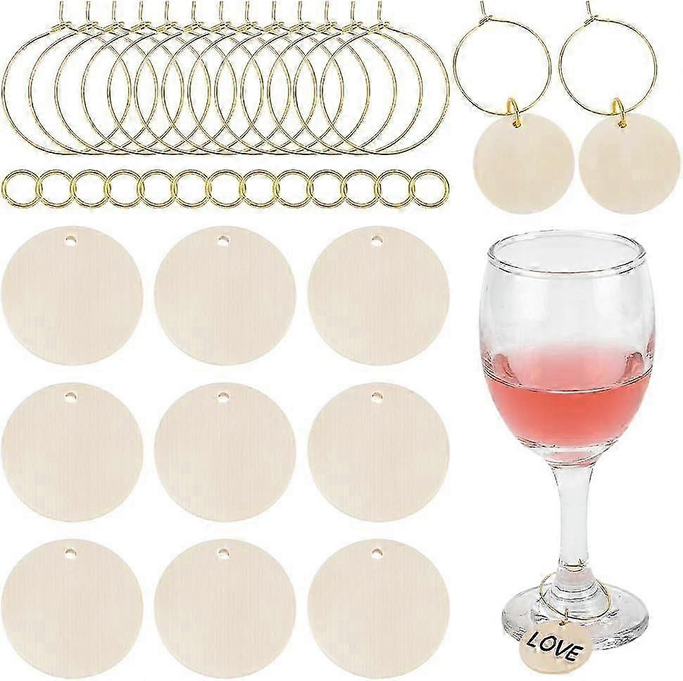 30 Pcs Wood Wine Glass-Tag Wine Glass Identifier Markers Tags With 30 ...