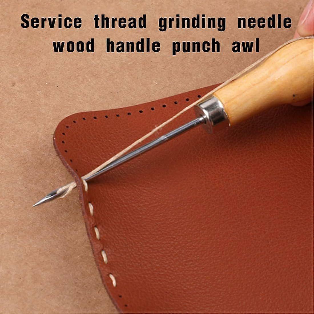 Wooden Handle Awls, Set of 3 Round Leather Awls with Wooden Handle for ...