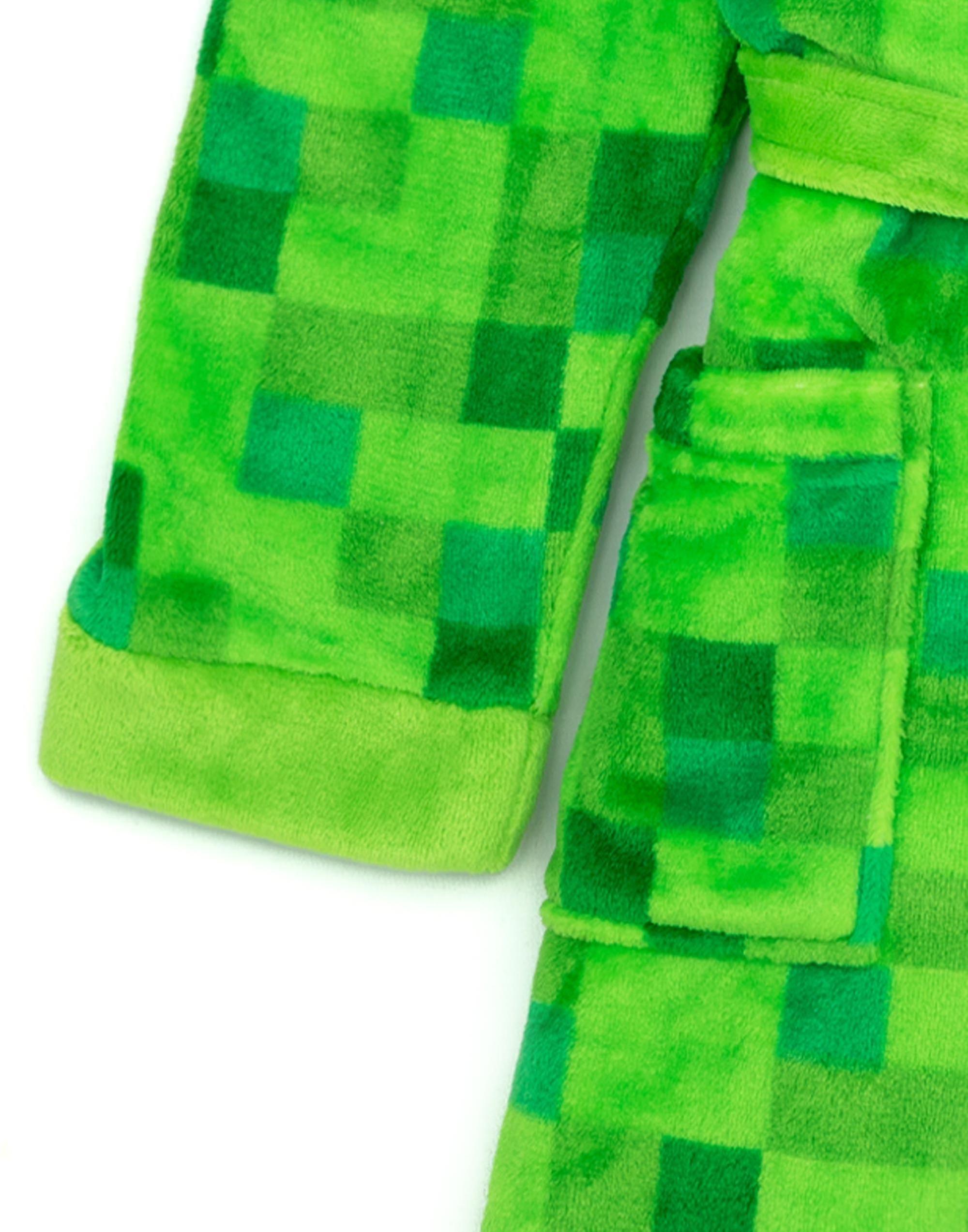 Minecraft Unisex Kids Bathrobe Green Pixel Creeper Novelty Print[HS ...