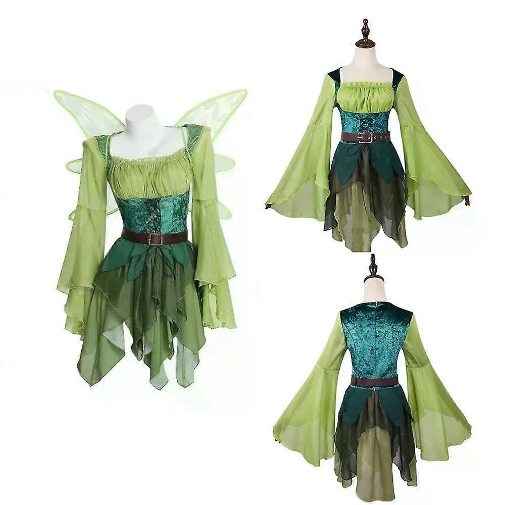 Female Green Irish Elf Costume Medieval Wizard Magic Cosplay | Fruugo UK