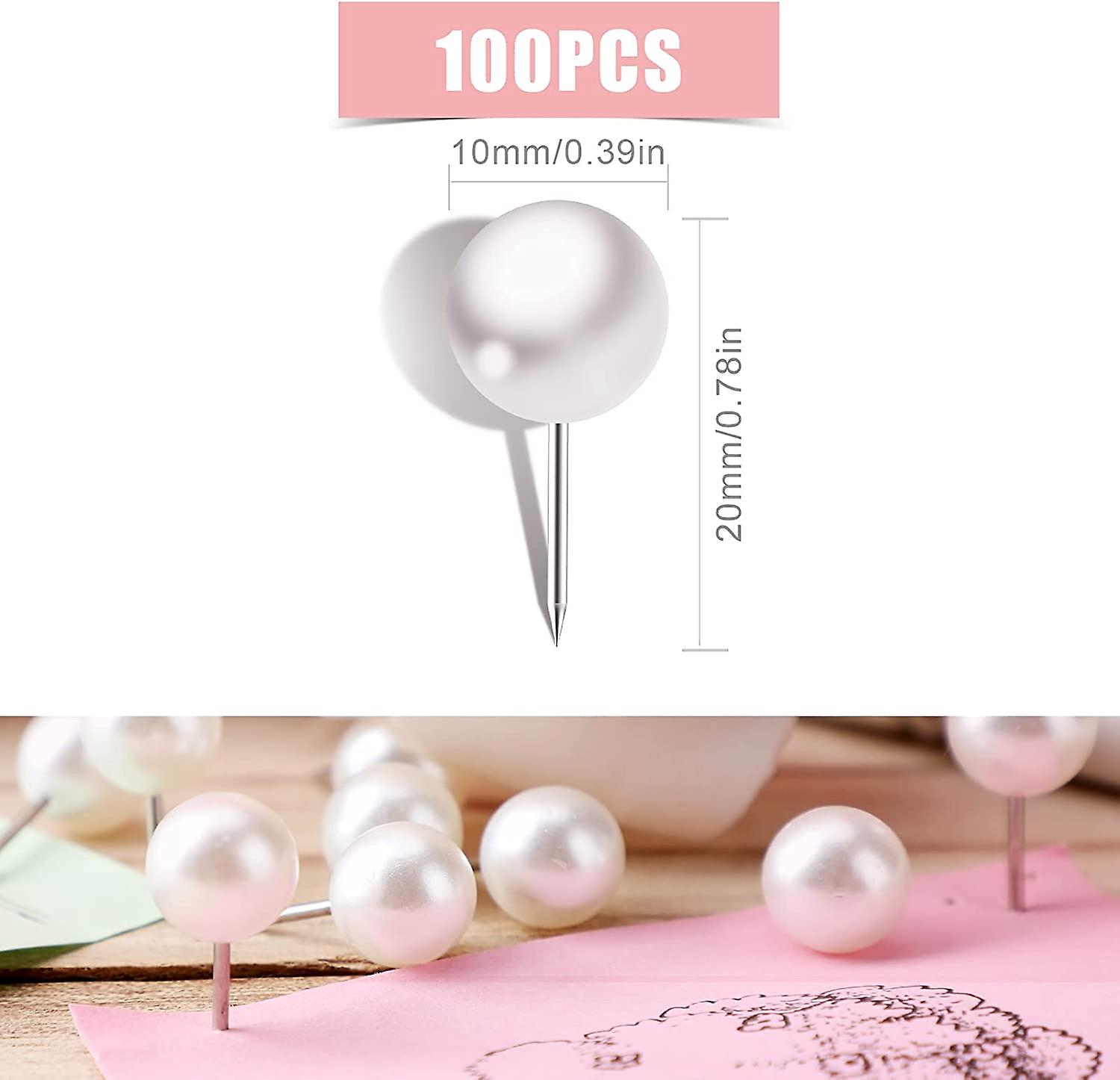 100 Pieces Pearl Push Pins Plastic Round Head Thumb Tacks Map Push Pins ...
