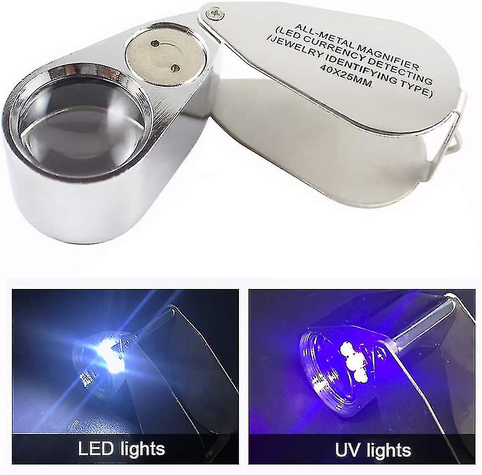 Metal Foldable Jeweler's Loupe With Led Light For Detecting Currencies ...