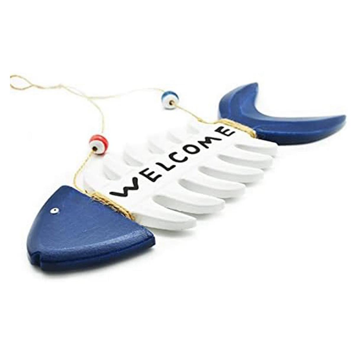 Fish Bone Welcome Sign Fish Wall Decor Mediterranean Beach- Welcome ...