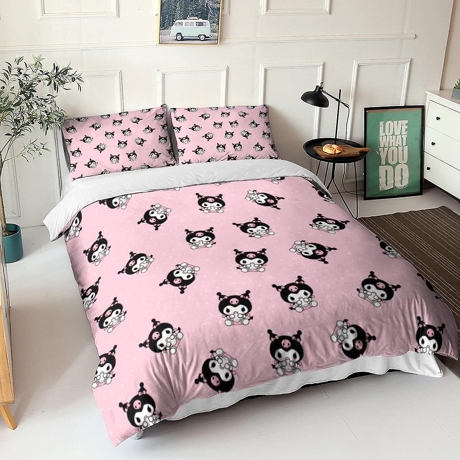 HOUKIG Kuromi Påslakan Set Enkel Storlek För Flicka Barn Säng Anime ...