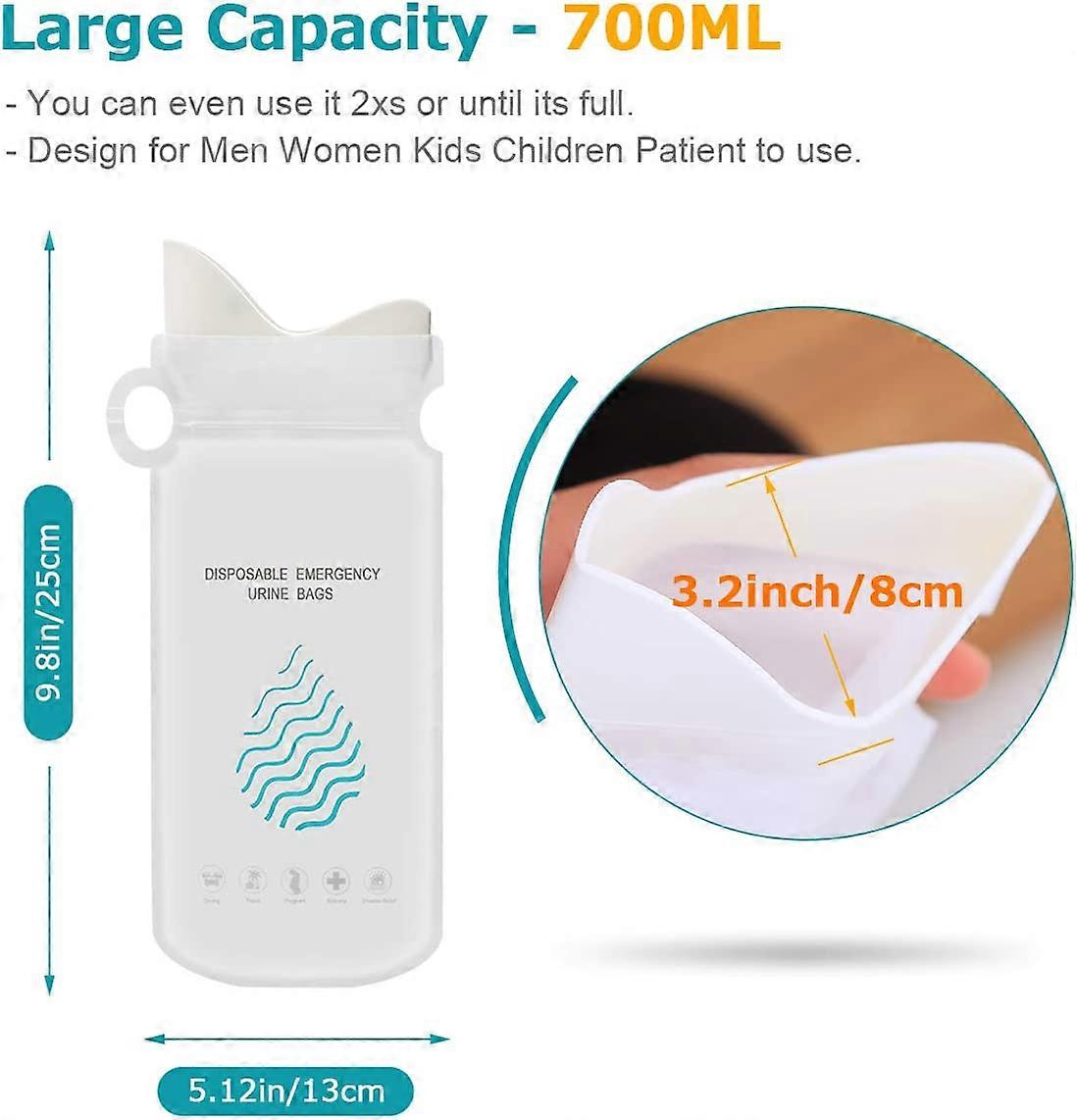 20 Pack 700 ML Disposable Urinal Bags, Camping Pee Bags, Unisex Urine ...